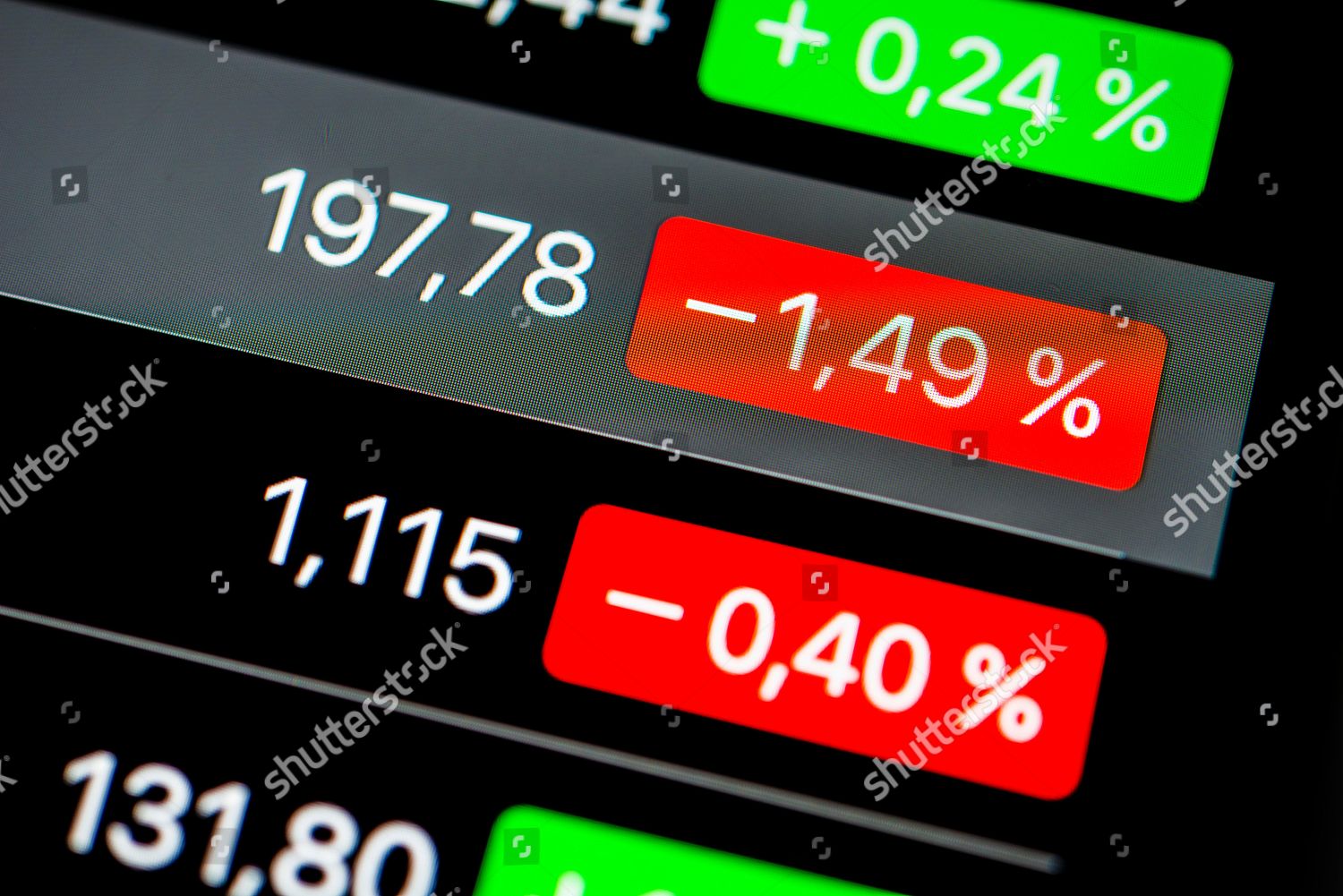 Close Rising Falling Stock Prices On Editorial Stock Photo - Stock ...