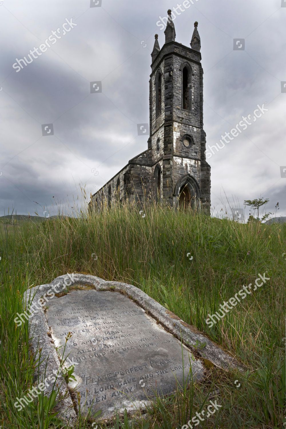 Old Tombstone Decayed Church Background Dunlewy Editorial Stock Photo ...