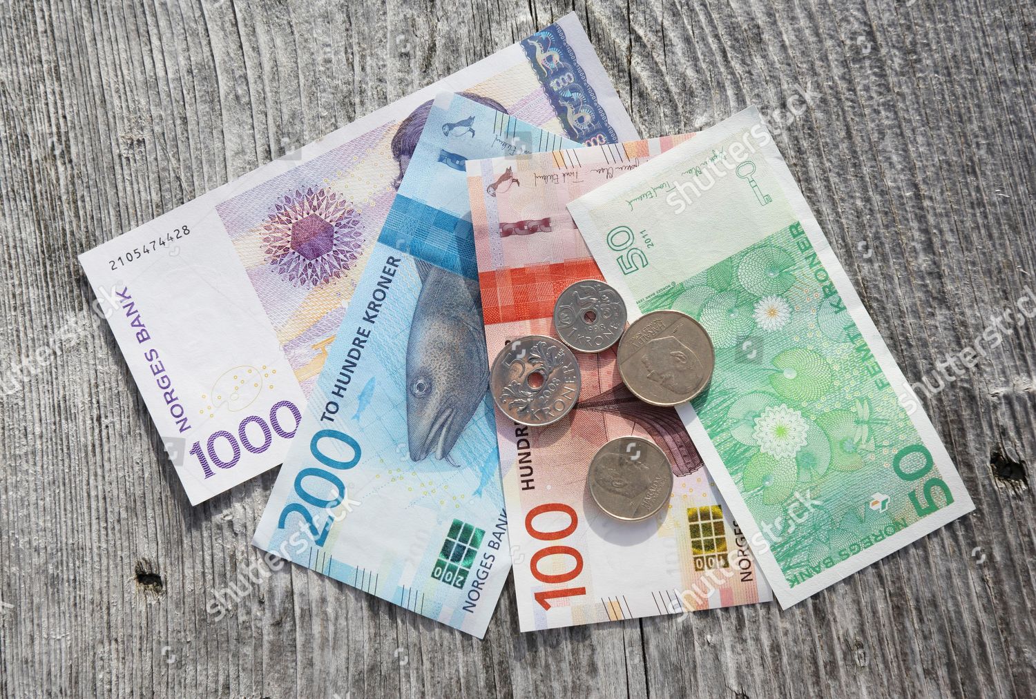 Norwegian Kroner Nok Paper Money Coins Editorial Stock Photo - Stock ...