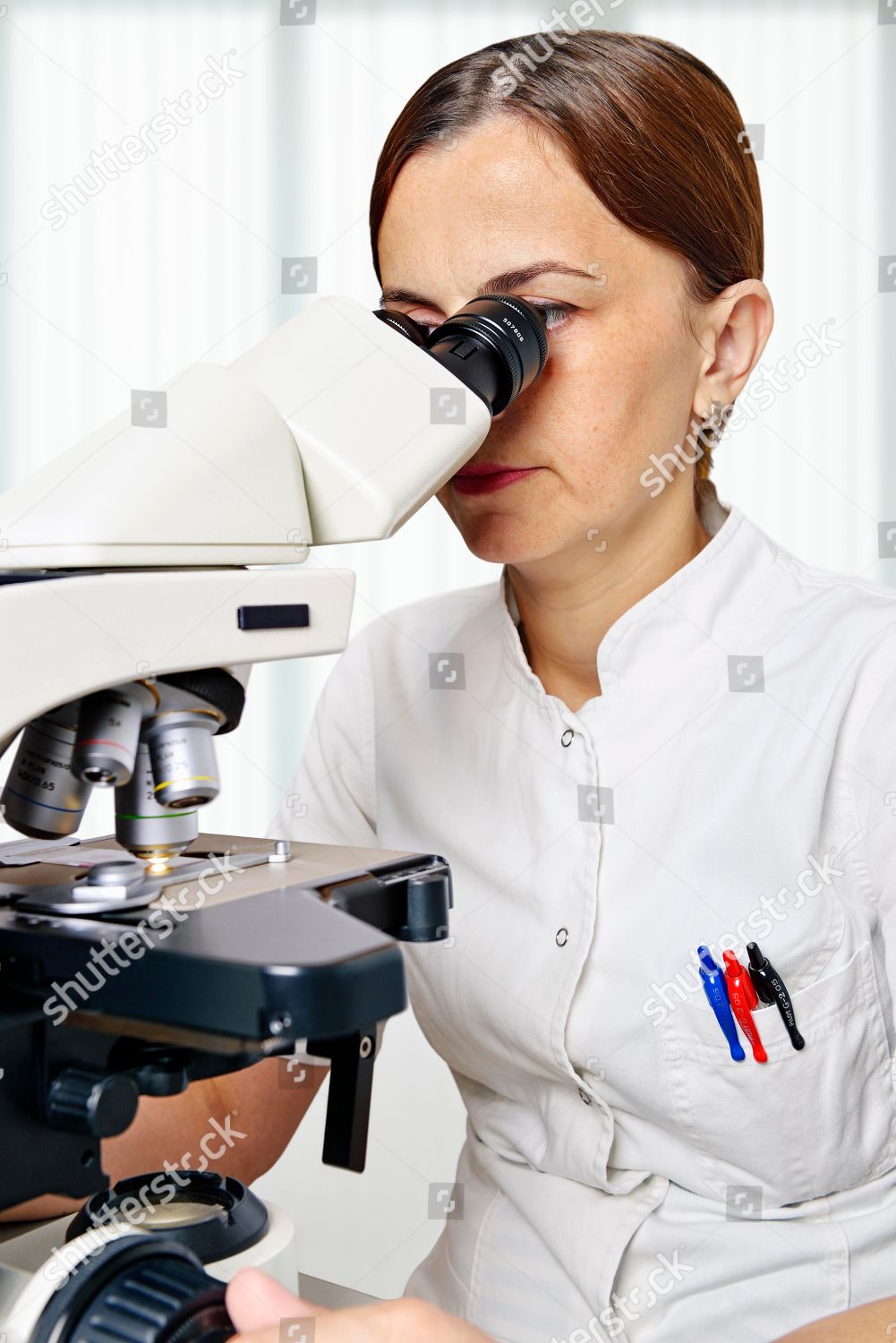 Model Released Pathologist Using Microscope Editorial Stock Photo ...