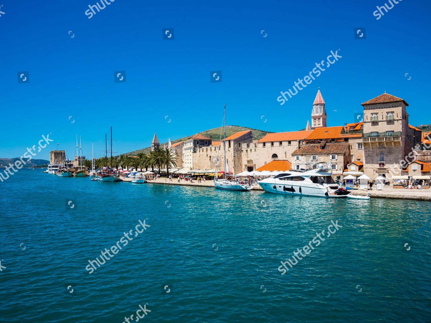 Riva Promenade Palazzo Old Town Trogir Editorial Stock Photo - Stock ...
