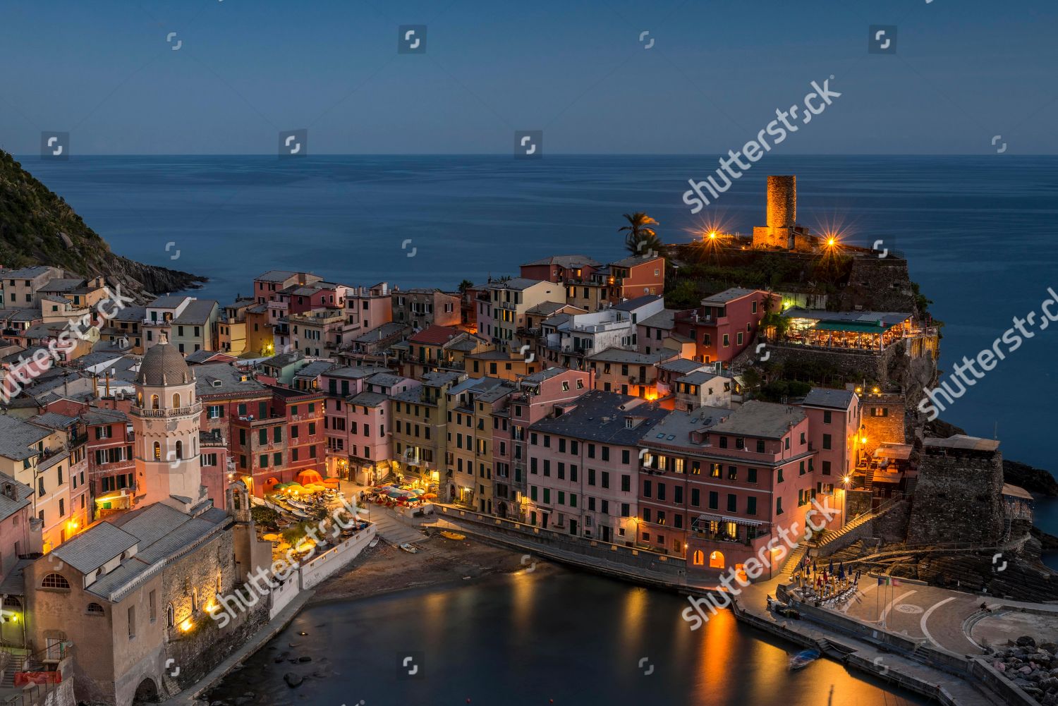 Townscape Colorful Houses Evening Atmosphere Vernazza Editorial Stock ...