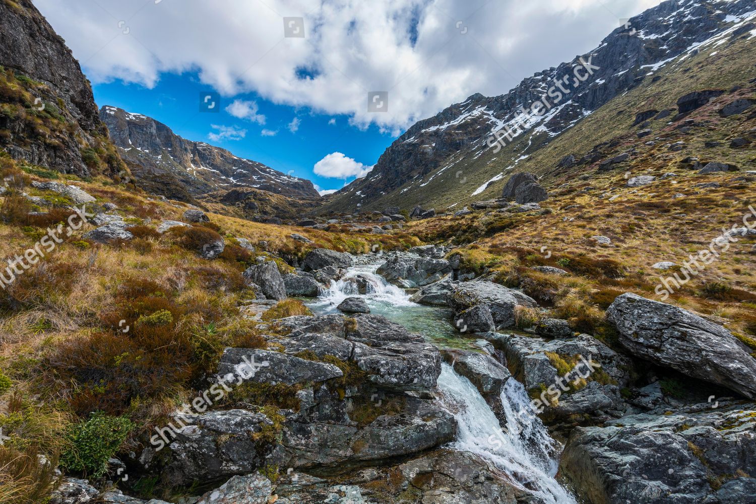 Mountain Stream Mountainous Landscape Routeburn Track Editorial Stock ...