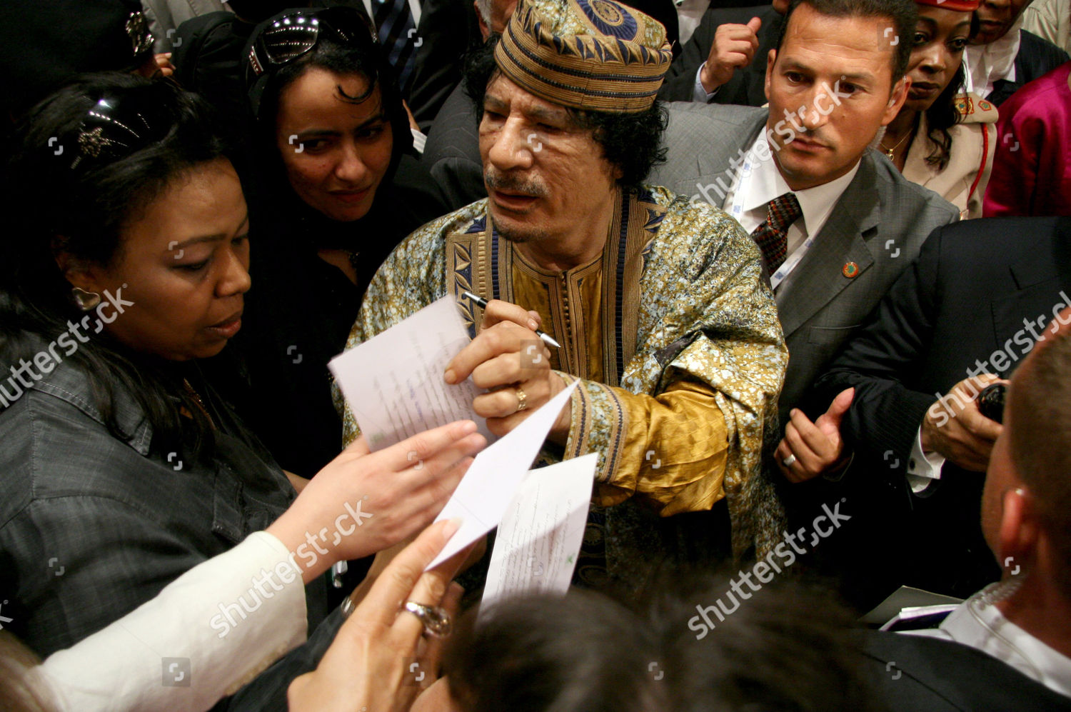 Colonel Muammar Gaddafi Signing Autographs Editorial Stock Photo ...