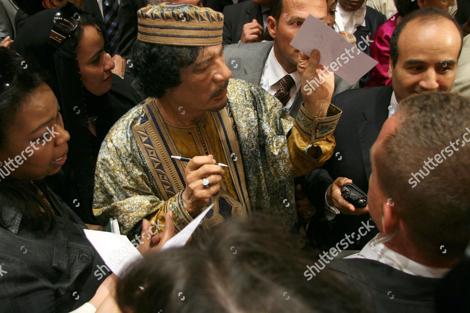 Colonel Muammar Gaddafi Signing Autographs Editorial Stock Photo ...