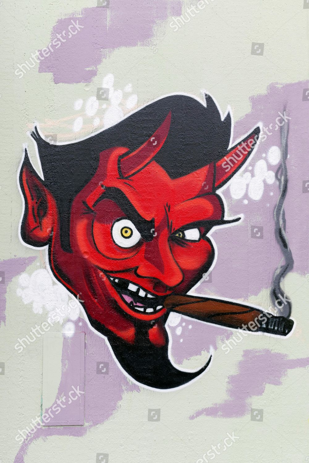 Red Devil Smoking Cigar Graffiti Urban Editorial Stock Photo - Stock ...