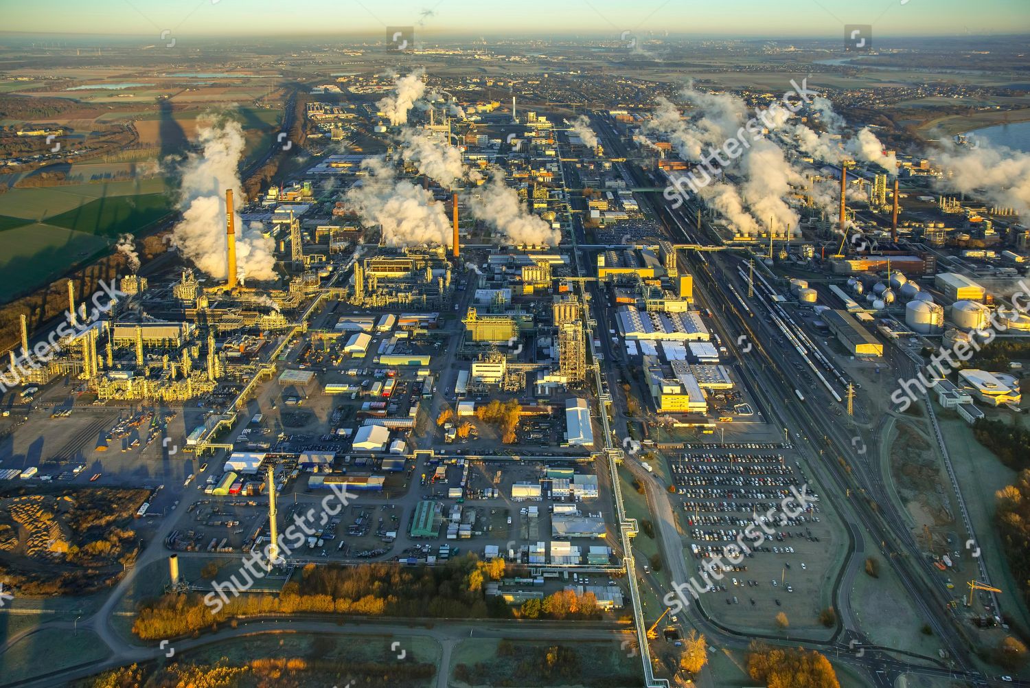 Chempark Dormagen Steaming Chimneys Morning Light Editorial Stock Photo ...