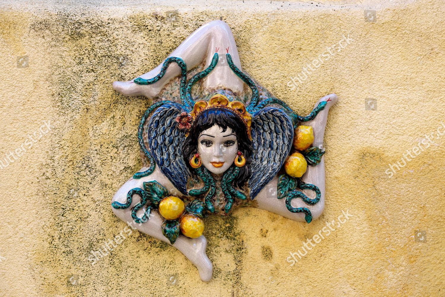 Trinacria On Wall Sicilia Symbol Taormina Editorial Stock Photo - Stock ...