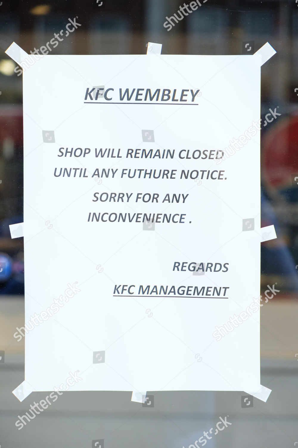 Kfc Shop Wembley Closed Editorial Stock Photo - Stock Image | Shutterstock