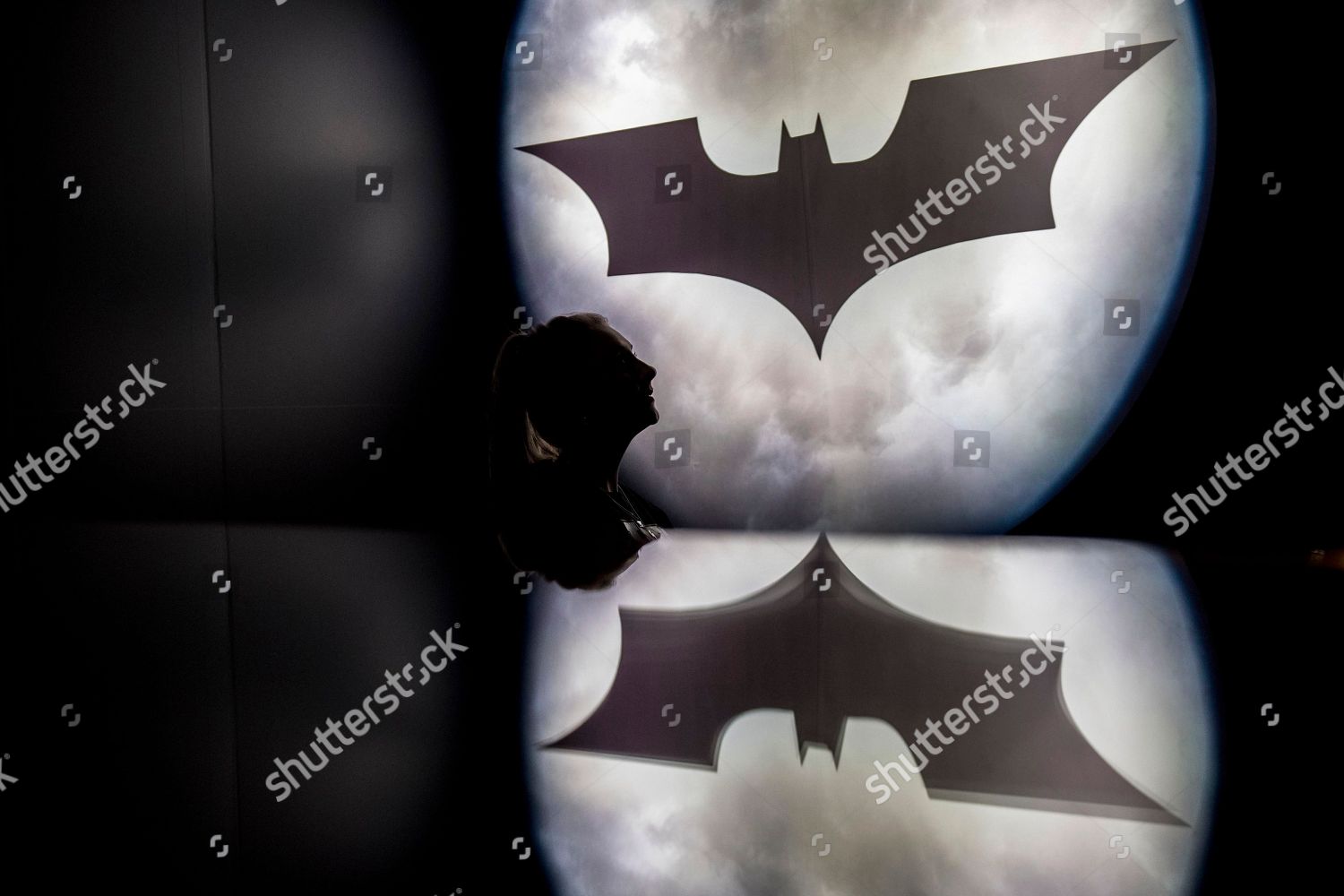 Employee Stands Front Projection Bat Signal Editorial Stock Photo ...