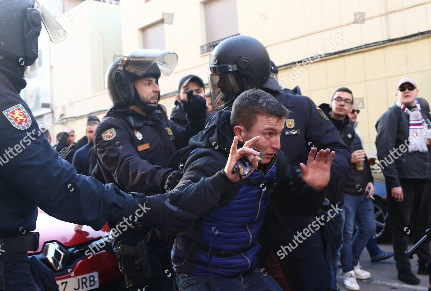 Olympique Lyonnais Hooligans Outside La Ceramica Editorial Stock Photo ...