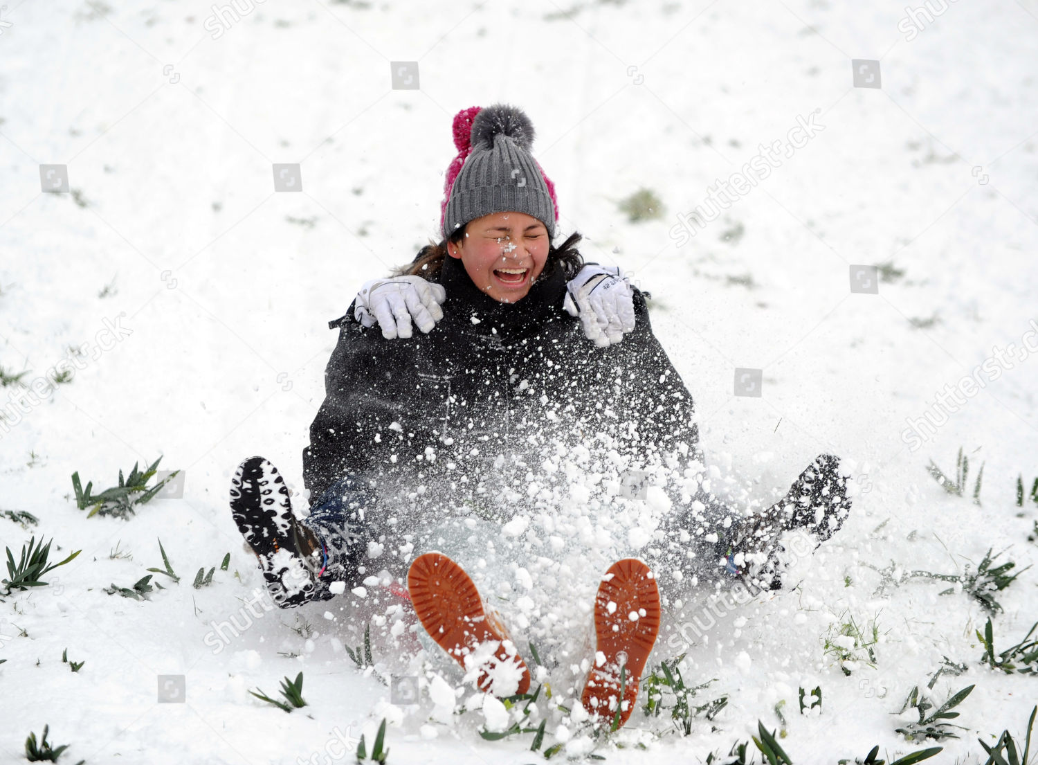 Two Girls Sled Down Hill Rathfarnham Editorial Stock Photo - Stock ...