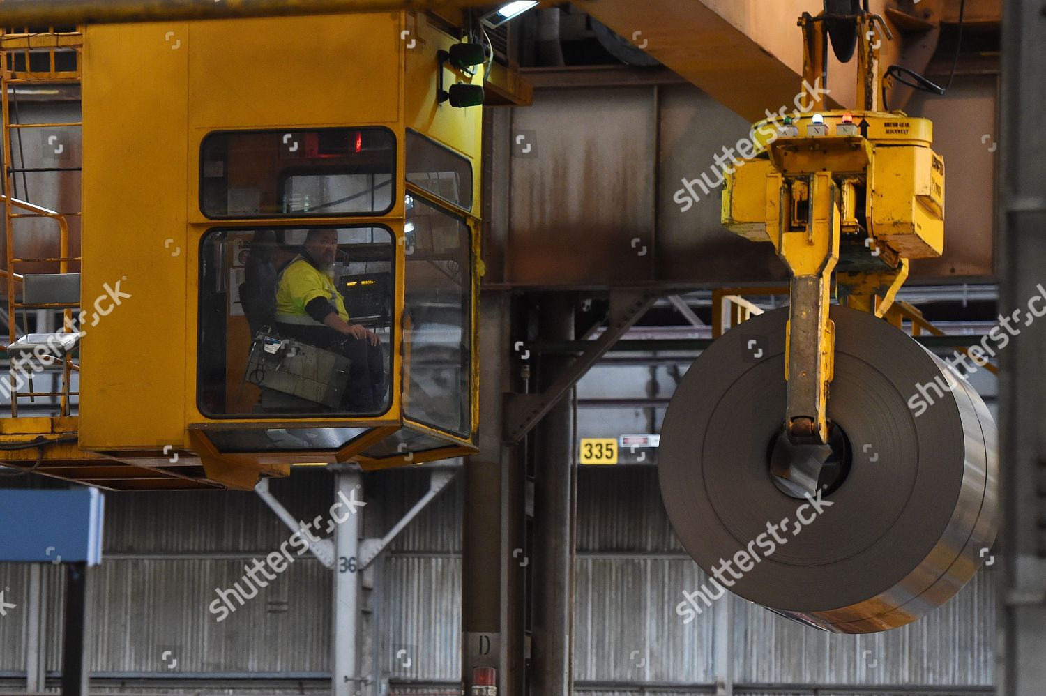 Manned Crane Moves Steel Sheet Rolls Editorial Stock Photo - Stock ...