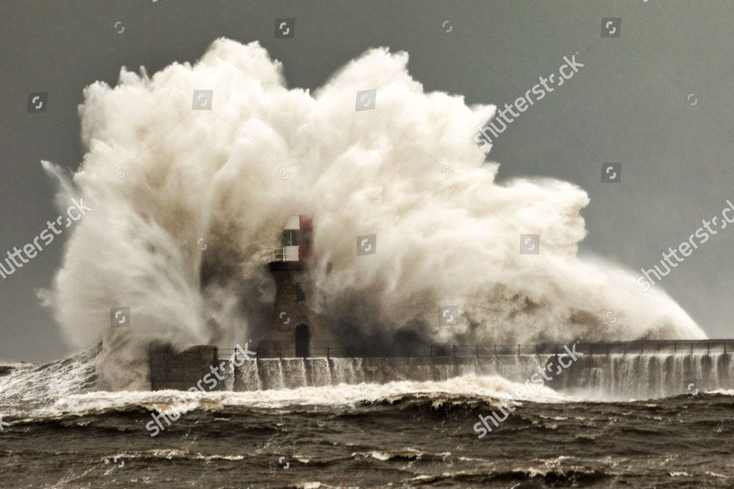 Waves Hitting South Shields Pier Storm Editorial Stock Photo - Stock ...