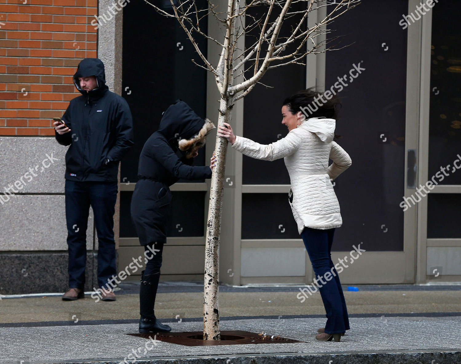 People Brace Against High Winds Outside Editorial Stock Photo - Stock ...