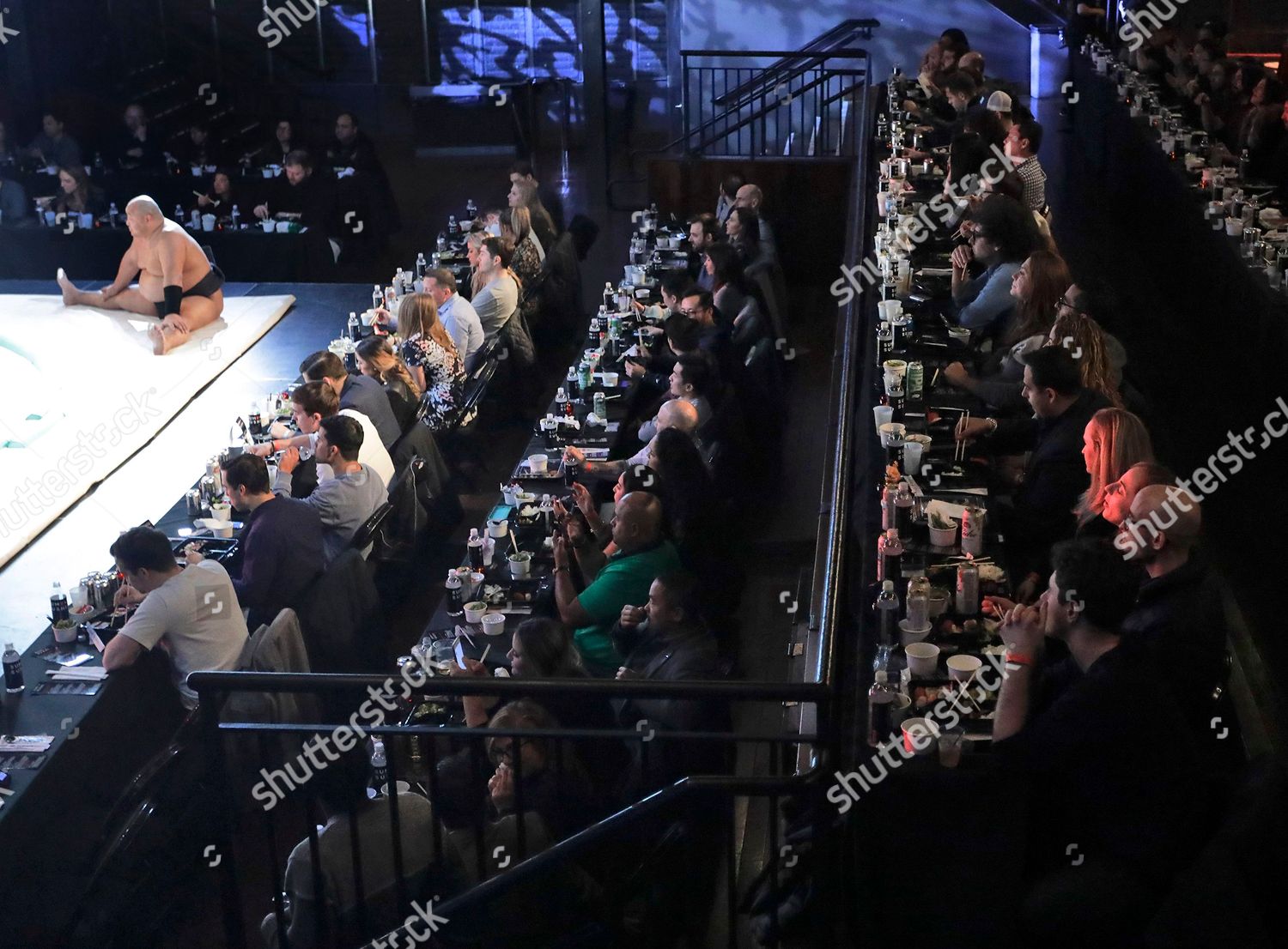 Sumo Wrestling Fans Eat Sushi On Editorial Stock Photo - Stock Image ...