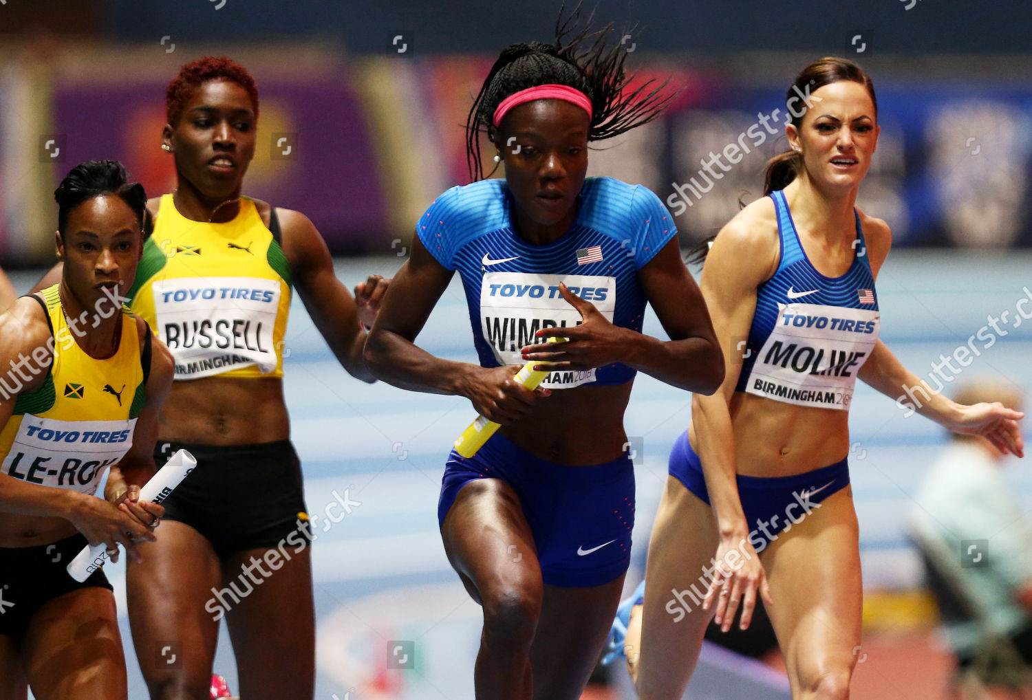 Georganne Moline Hands Baton Shakima Wimbley Editorial Stock Photo ...