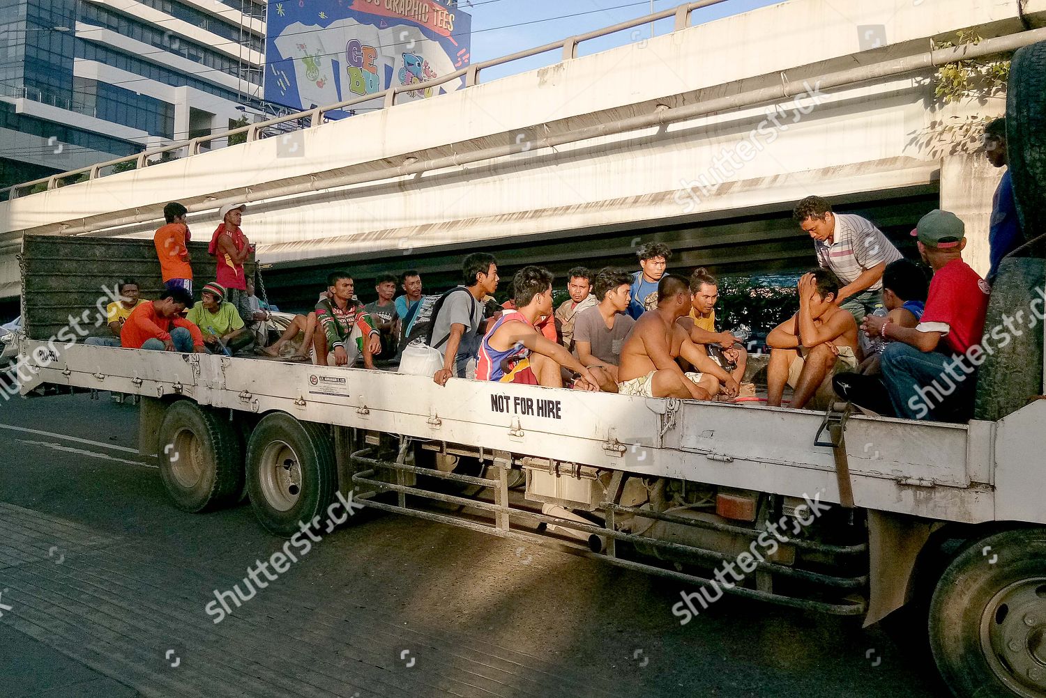 Filipino Construction Workers Rest On Truck Editorial Stock Photo ...
