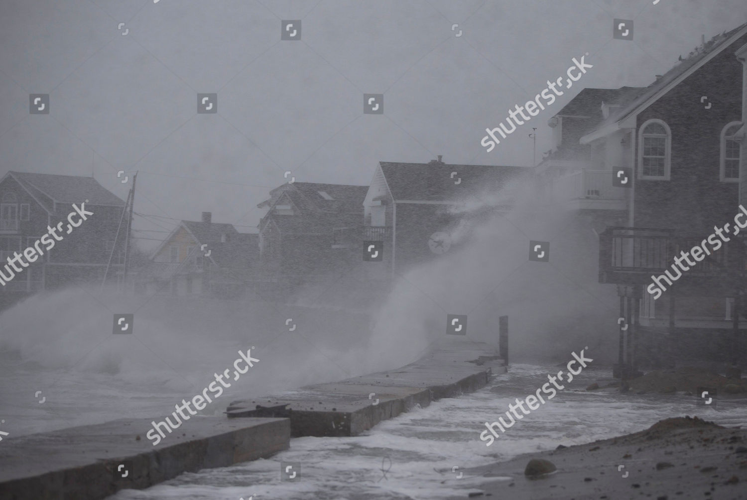 Waves Crash Into Homes Along Seawall Editorial Stock Photo - Stock ...