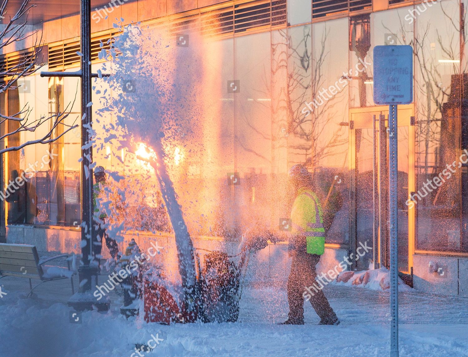 Crew Member Operates Snow Blower Rising Editorial Stock Photo - Stock ...