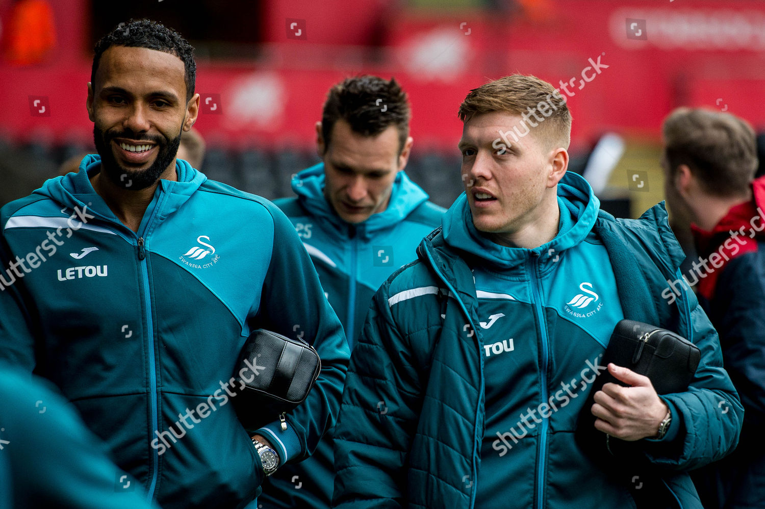Kyle Bartley Alfie Mawson Swansea Arrive Editorial Stock Photo - Stock ...