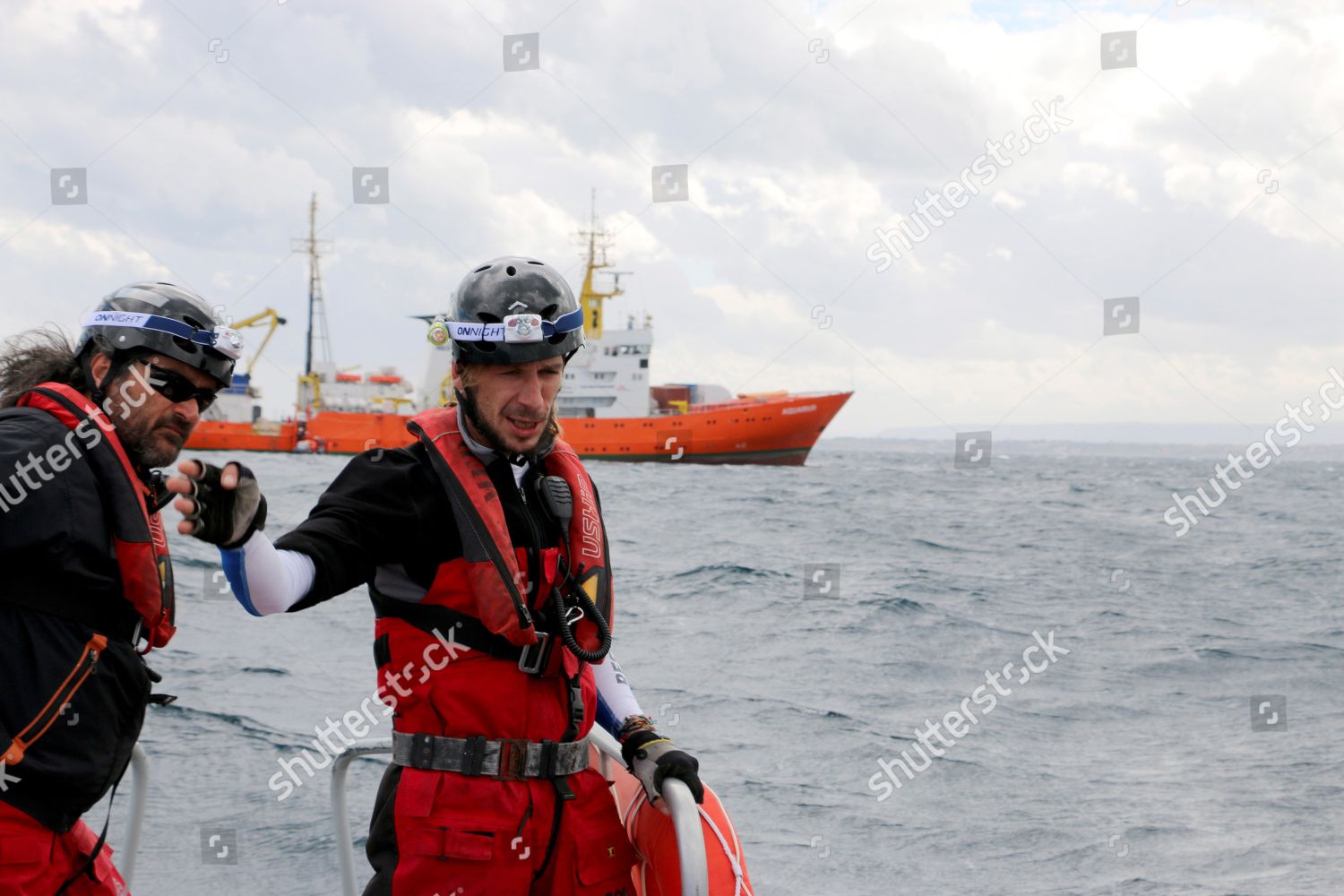 Crew Members Boat Aquarius Joint Operation Editorial Stock Photo ...