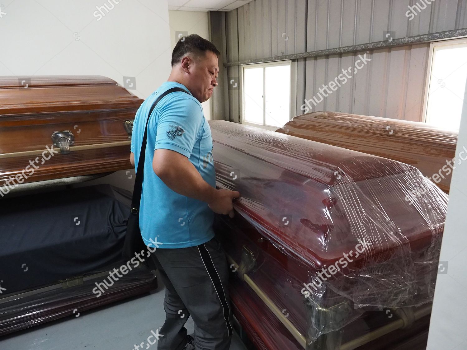 Man Displays Coffin Coffin Store Taoyuan Editorial Stock Photo - Stock ...