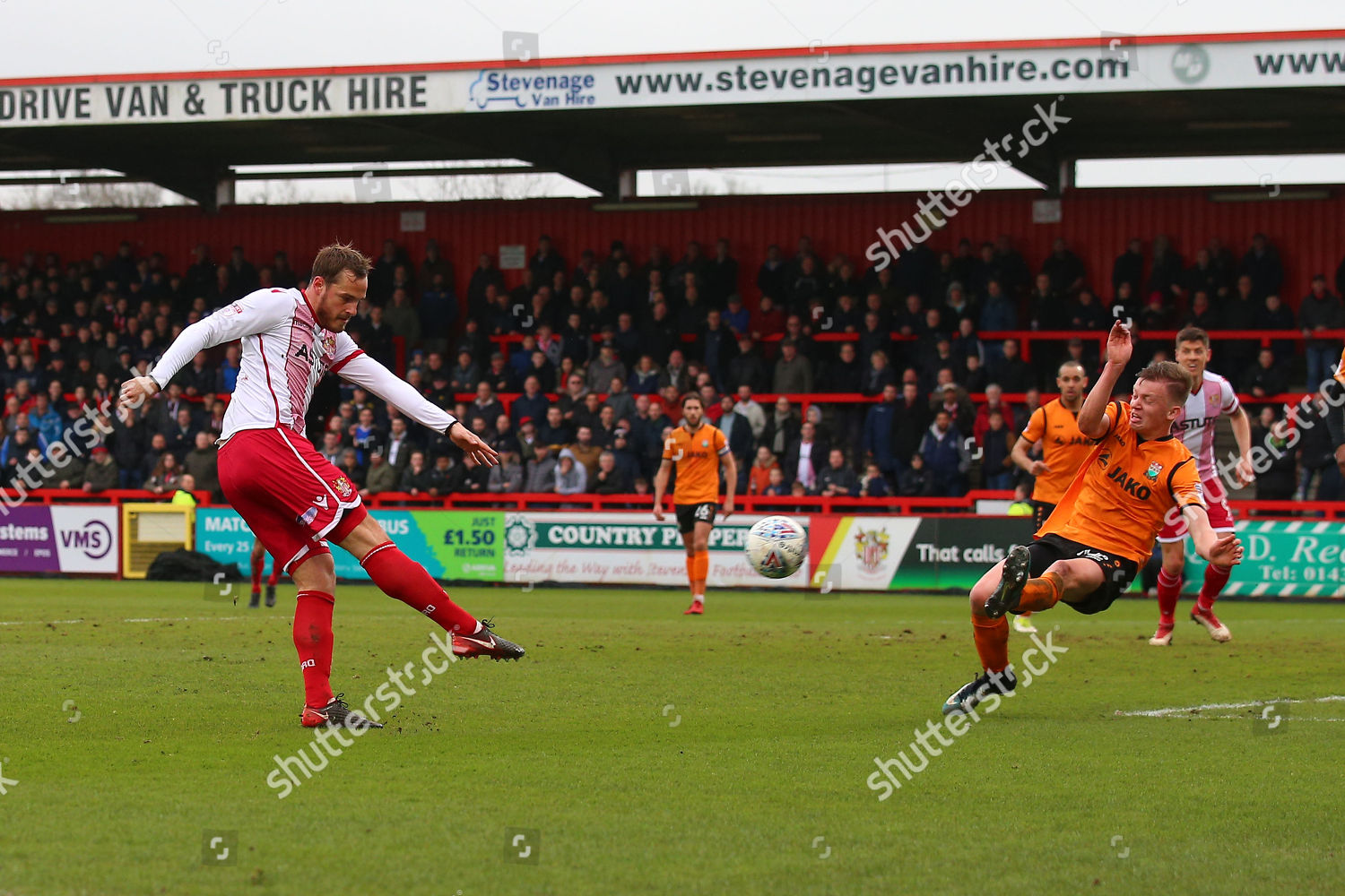 Luke Wilkinson Stevenage Goes Close During Editorial Stock Photo ...