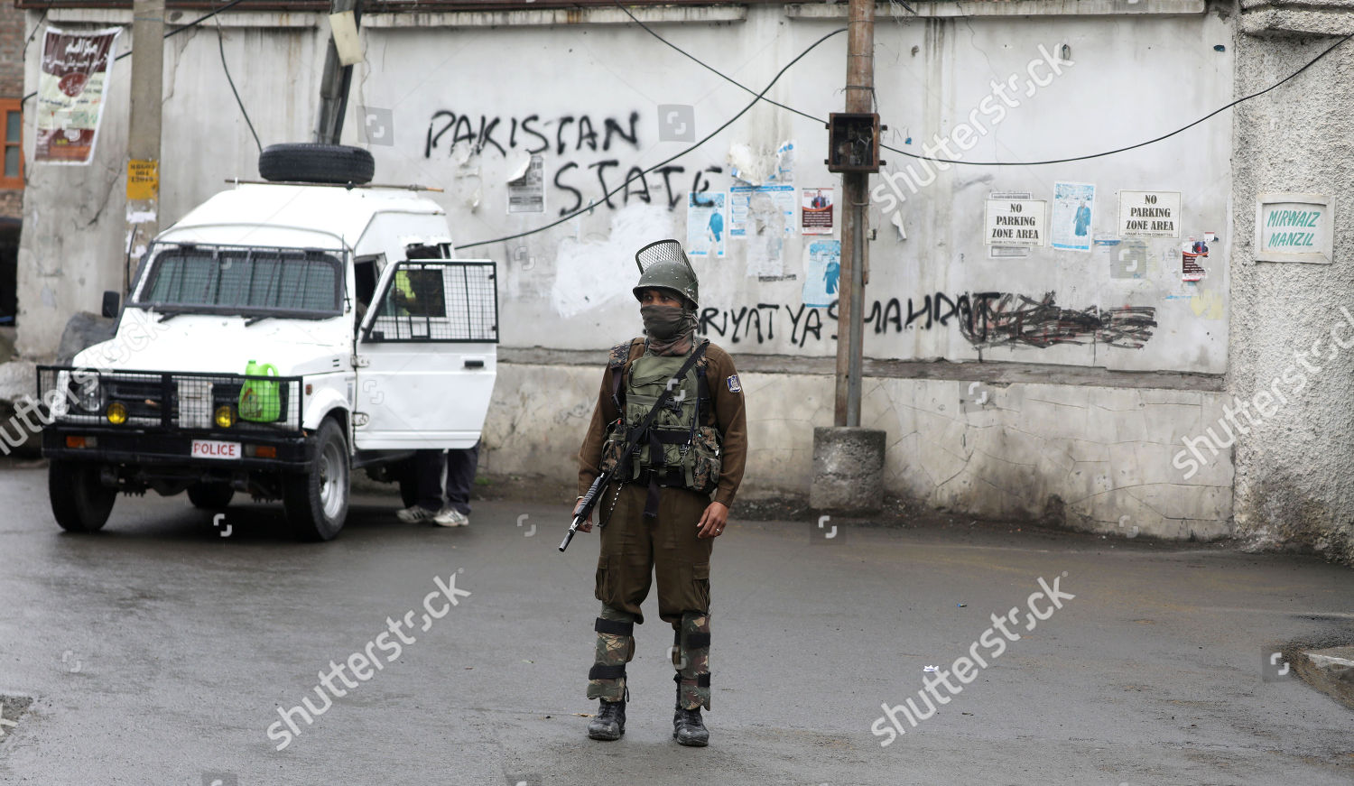 Indian Paramilitary Soldier Stands Guard During Editorial Stock Photo ...