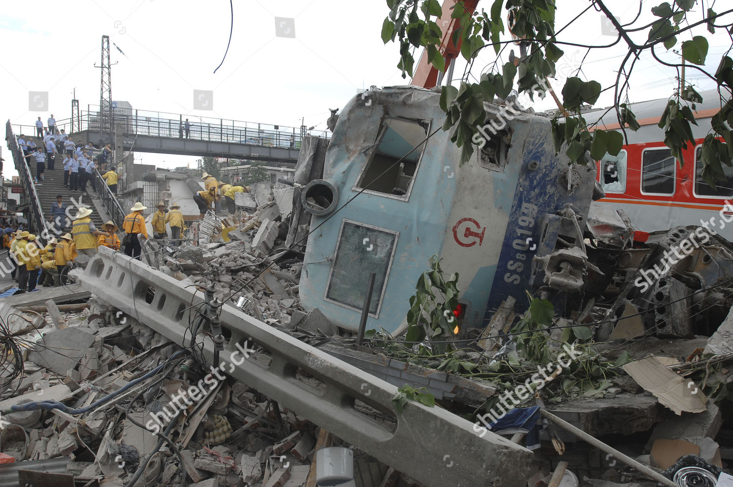 Rescuers Work Site Where Two Trains Editorial Stock Photo - Stock Image ...