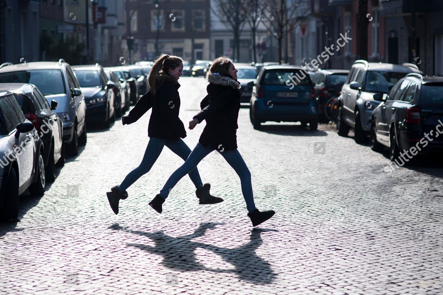 Model Released Two Teenagers Running Across Editorial Stock Photo ...
