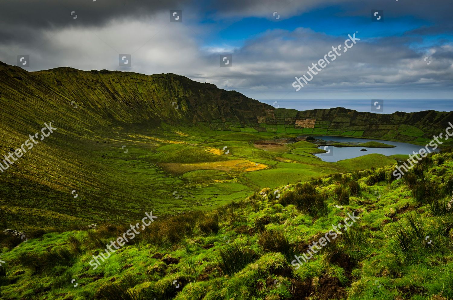 Crater Caldeirao Volcano Corvo Island Azores Editorial Stock Photo ...