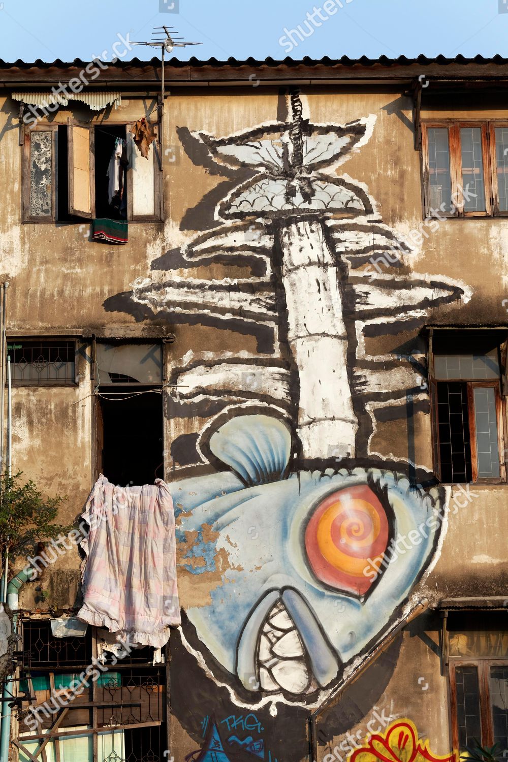 Fish Skeleton Mural Graffiti Dilapidated House Editorial Stock Photo ...