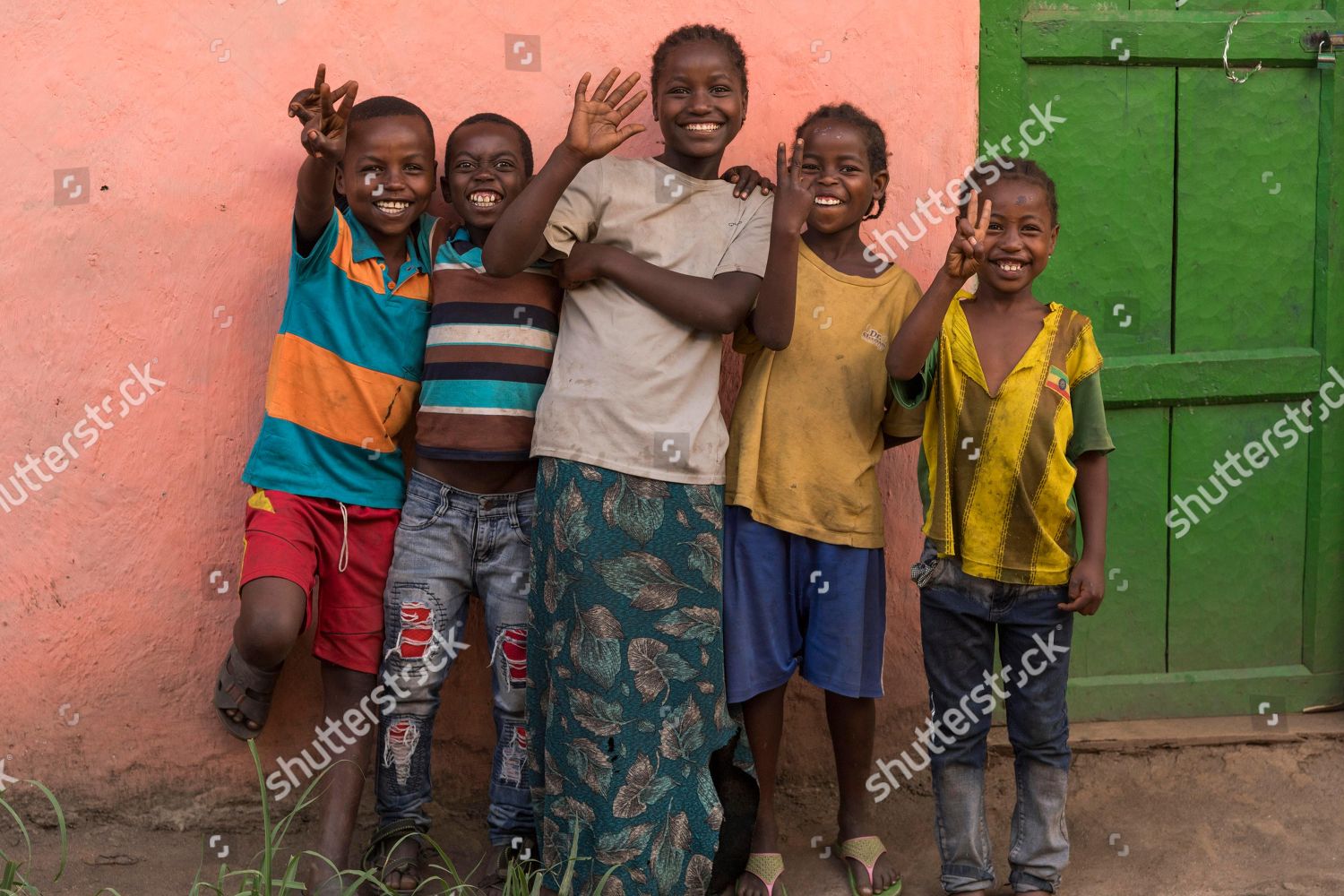 Group Picture Cheerful Children Front Colourful Editorial Stock Photo ...