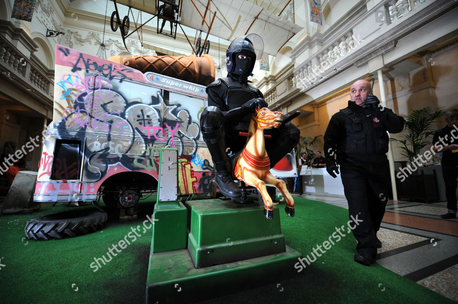 Riot Policeman Riding Fairground Horse Banksy Editorial Stock Photo ...
