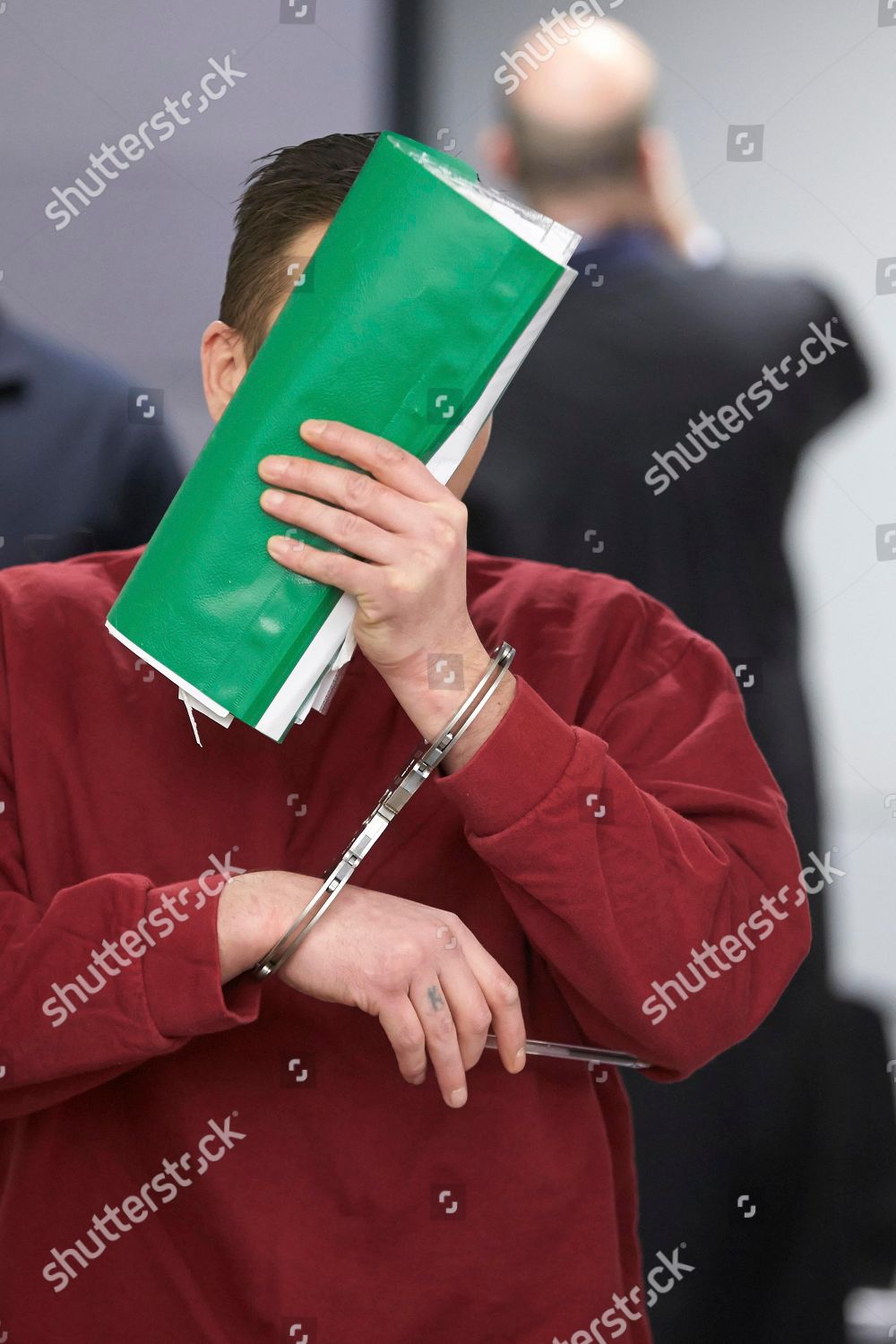 Defendant Enters Courtroom Handcuffs Face Covered Editorial Stock Photo ...