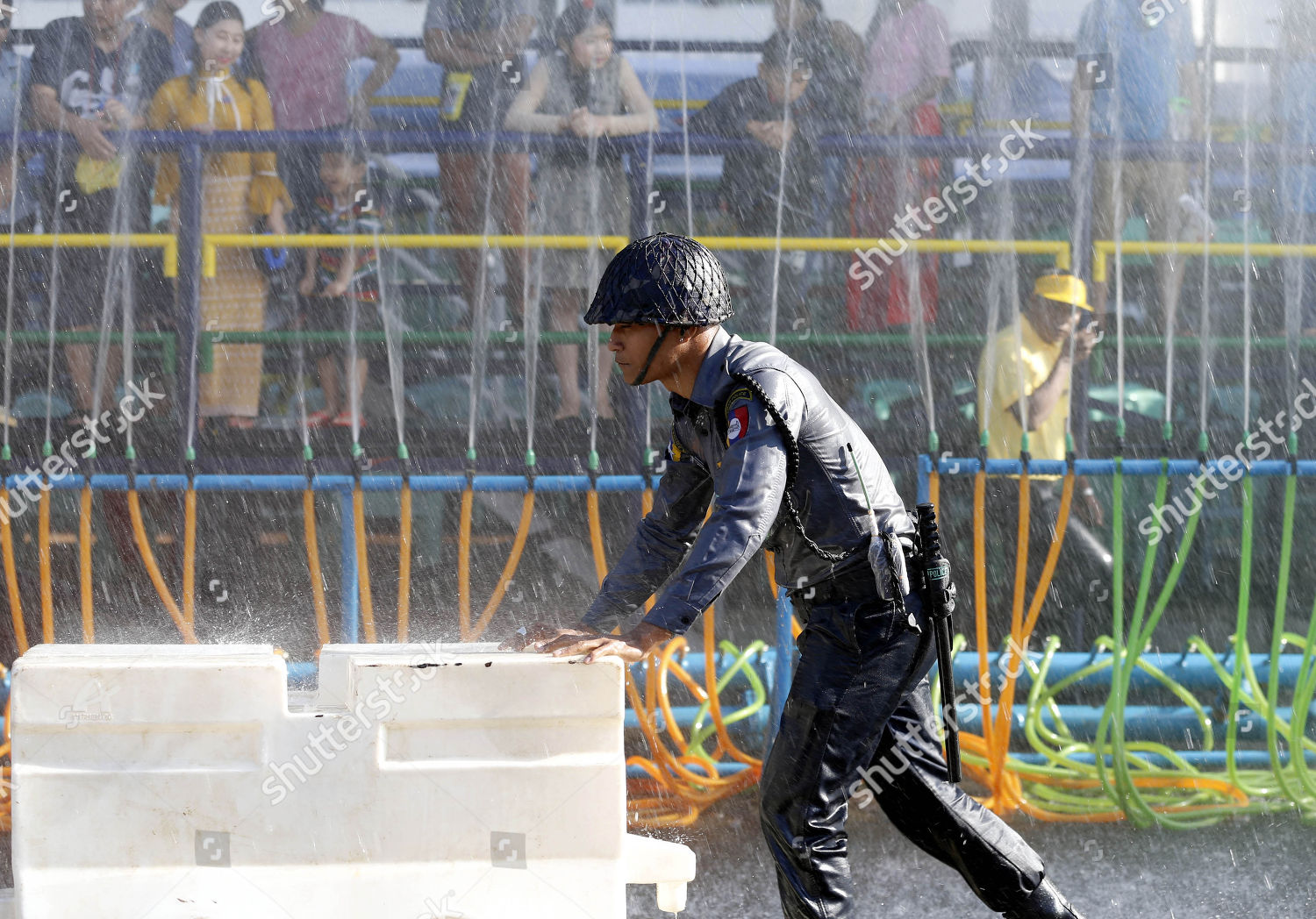 Police Officer Arrange Barricade During First Editorial Stock Photo ...