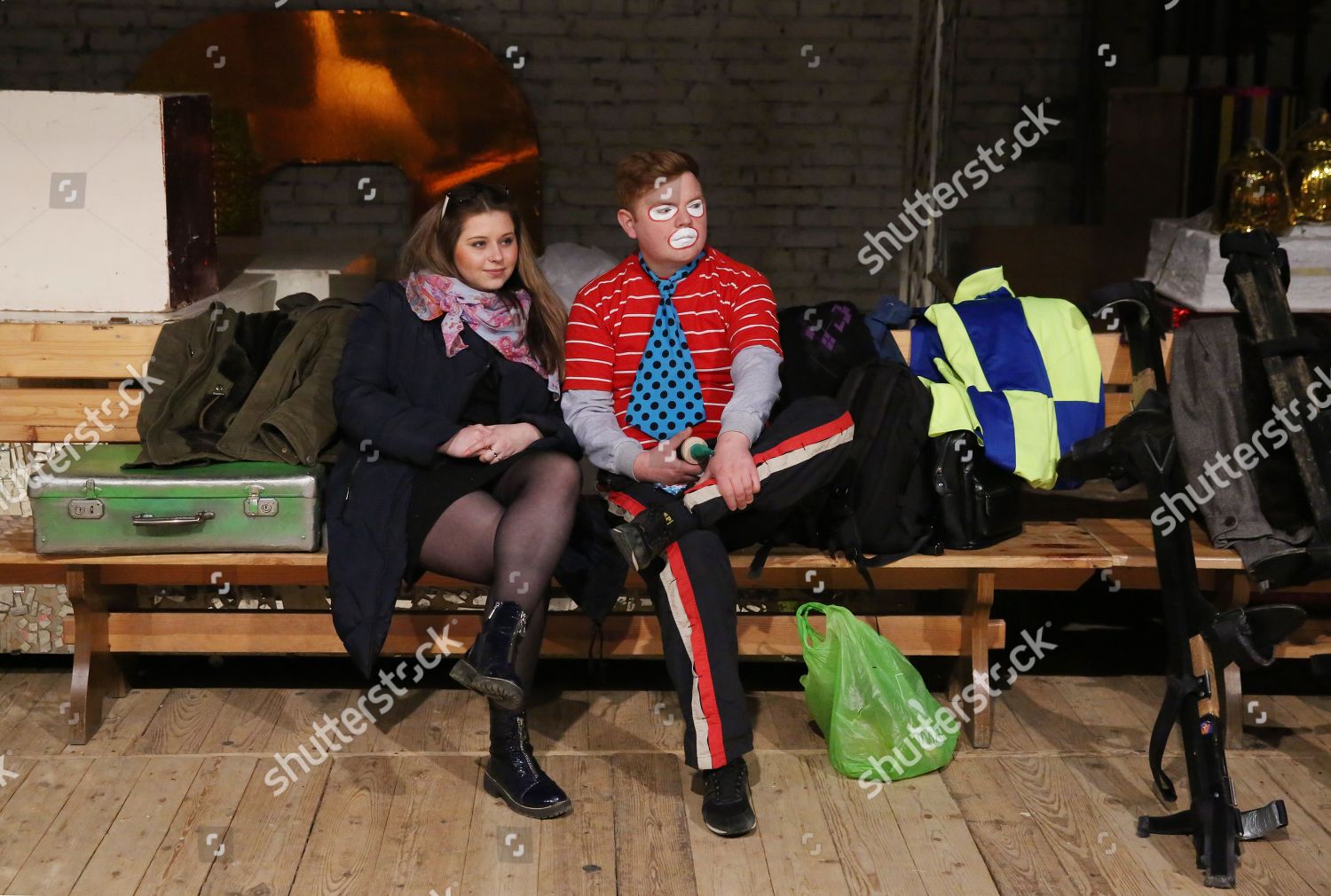 Clown His Friend Sit On Bench Editorial Stock Photo - Stock Image ...