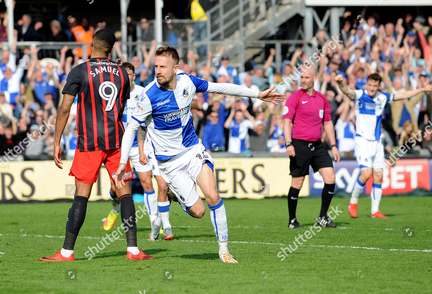 Chris Lines Bristol Rovers Celebrates His Editorial Stock Photo - Stock ...