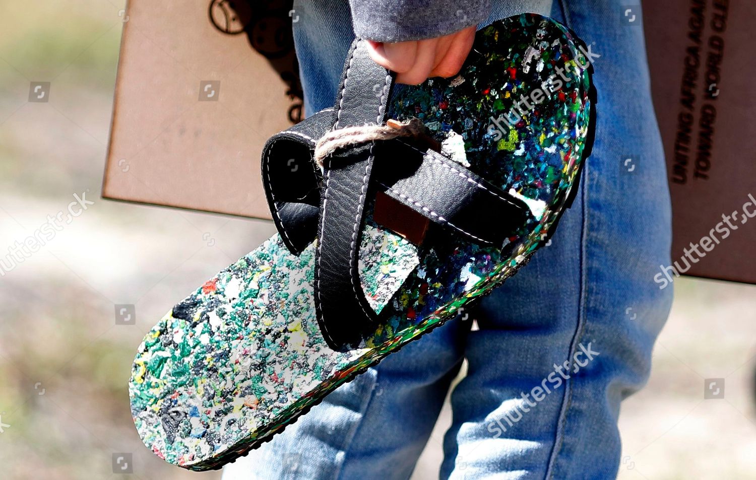 Sandal Made Recycled Sandals Showcased Coalition Editorial Stock Photo ...