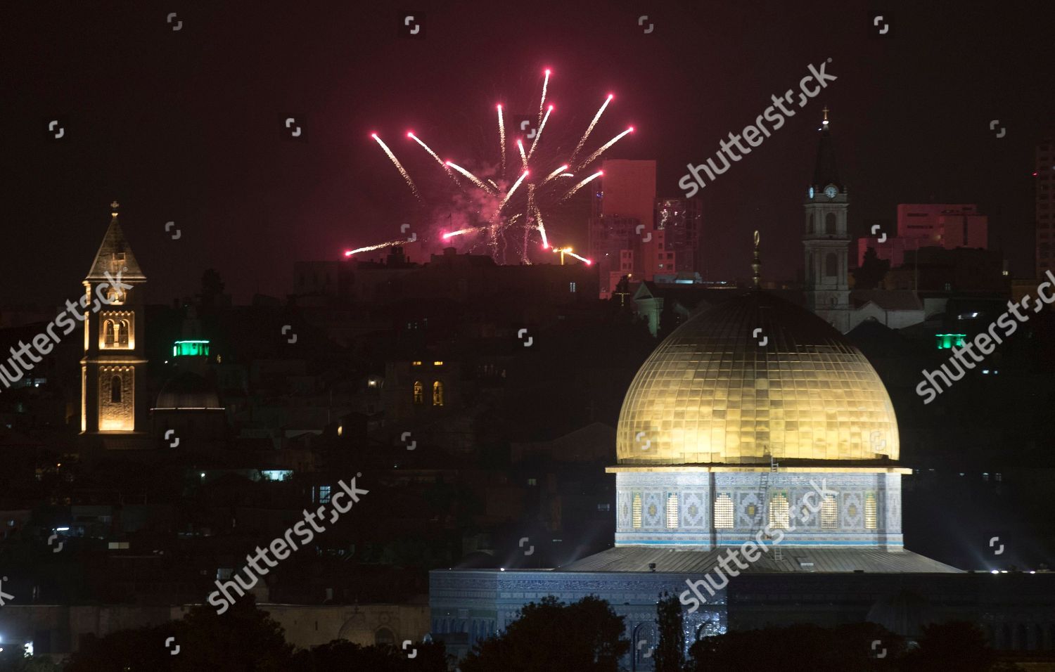 General View Over Dome Rock Fireworks Editorial Stock Photo - Stock ...