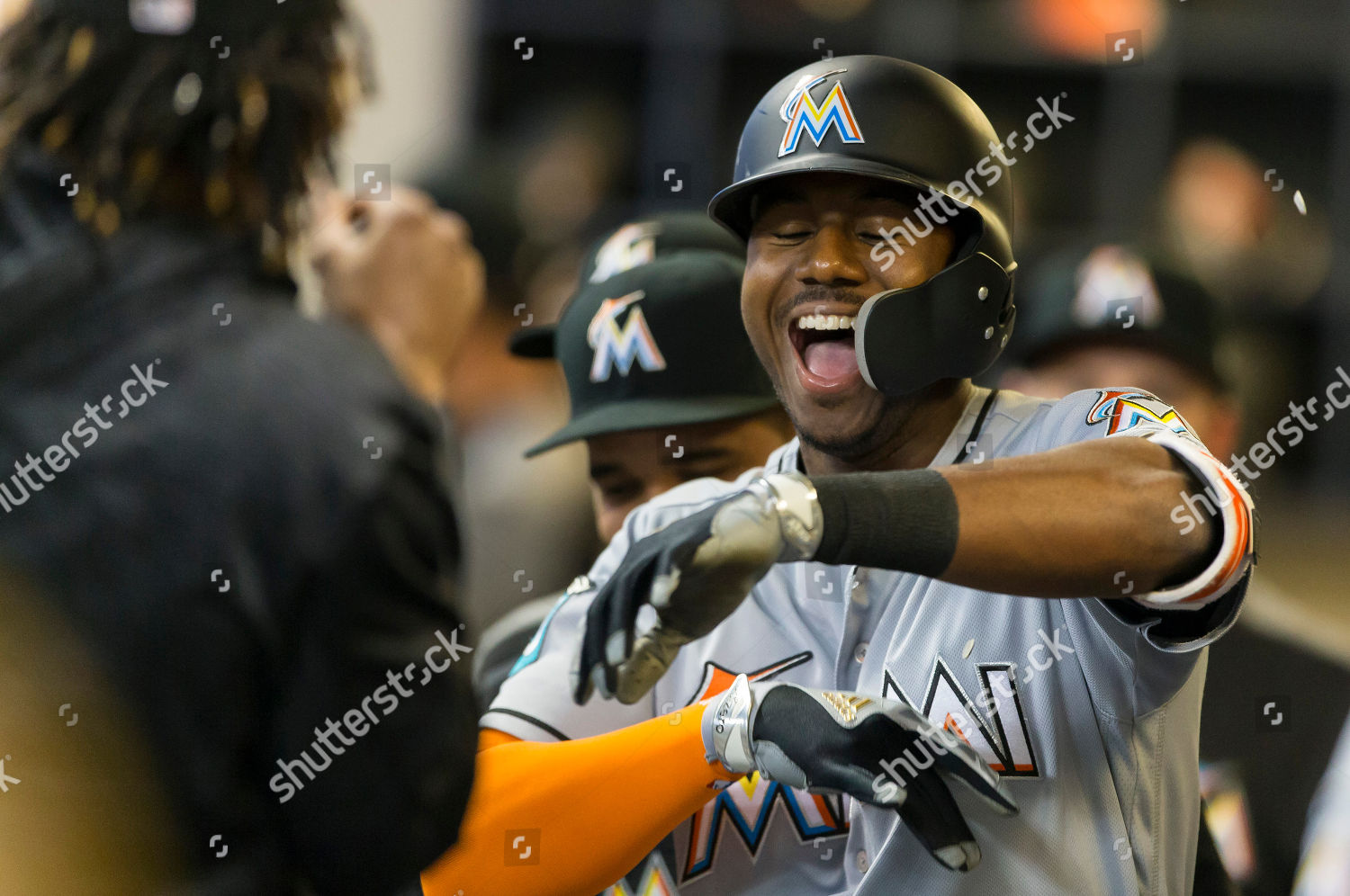 Miami Marlins Center Fielder Lewis Brinson Editorial Stock Photo ...