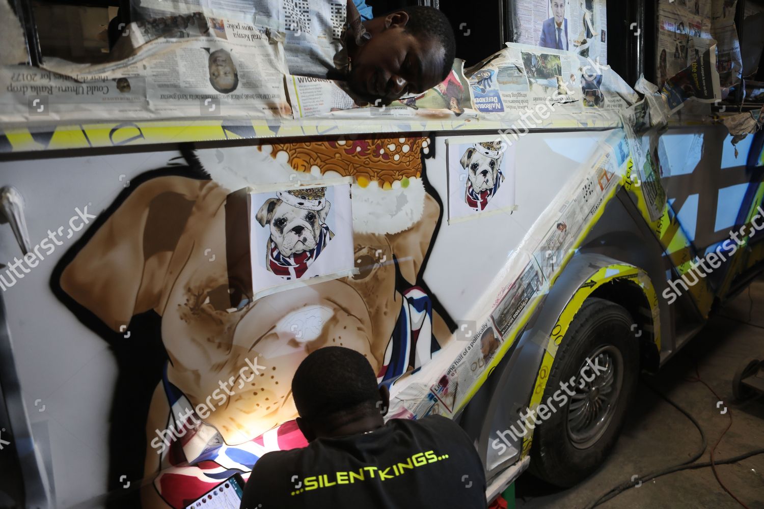 Graffiti Designer Bottom Paints Matatu Graffiti Editorial Stock Photo ...
