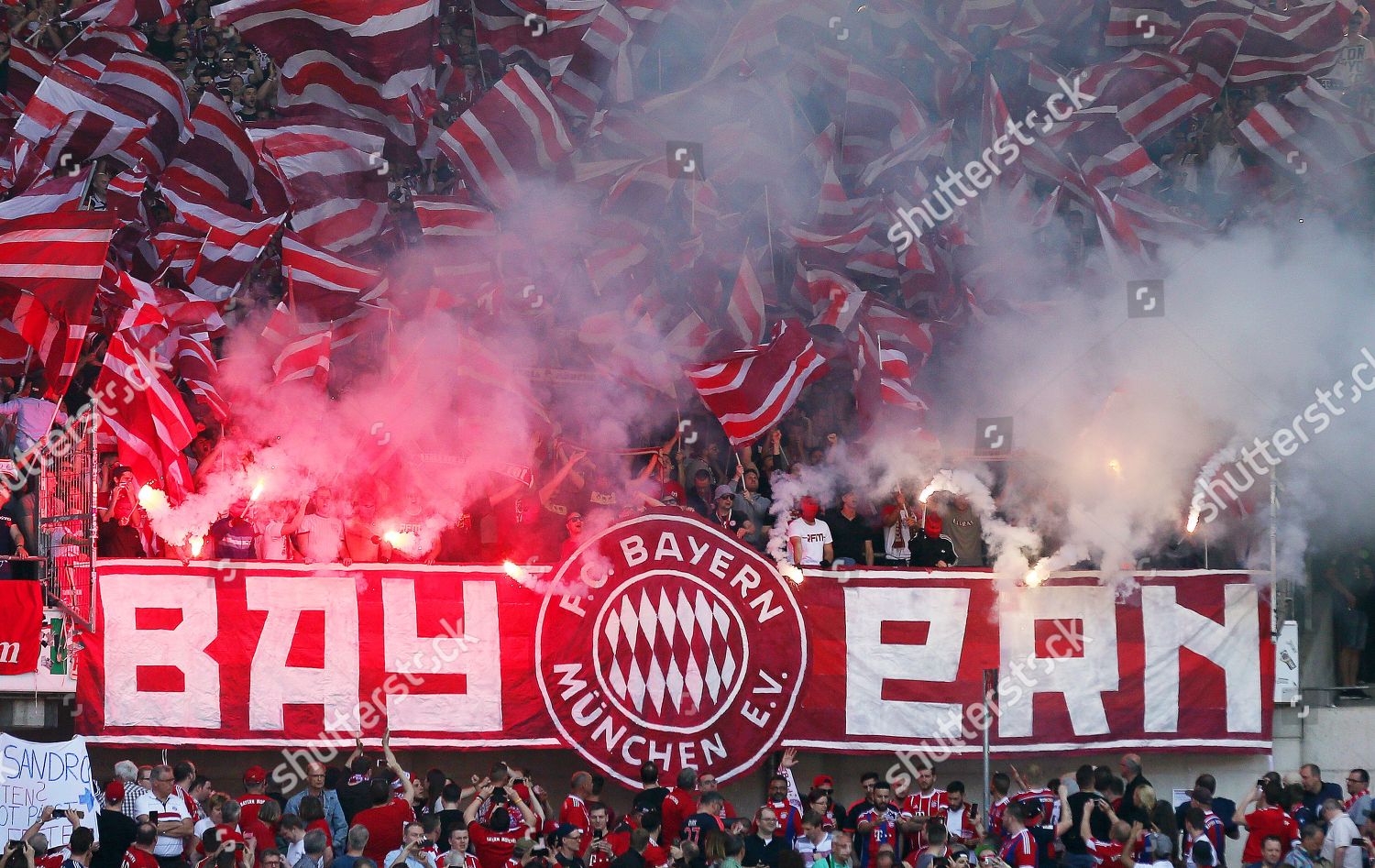 Bayern Munich Fans Light Flares During Editorial Stock Photo - Stock ...