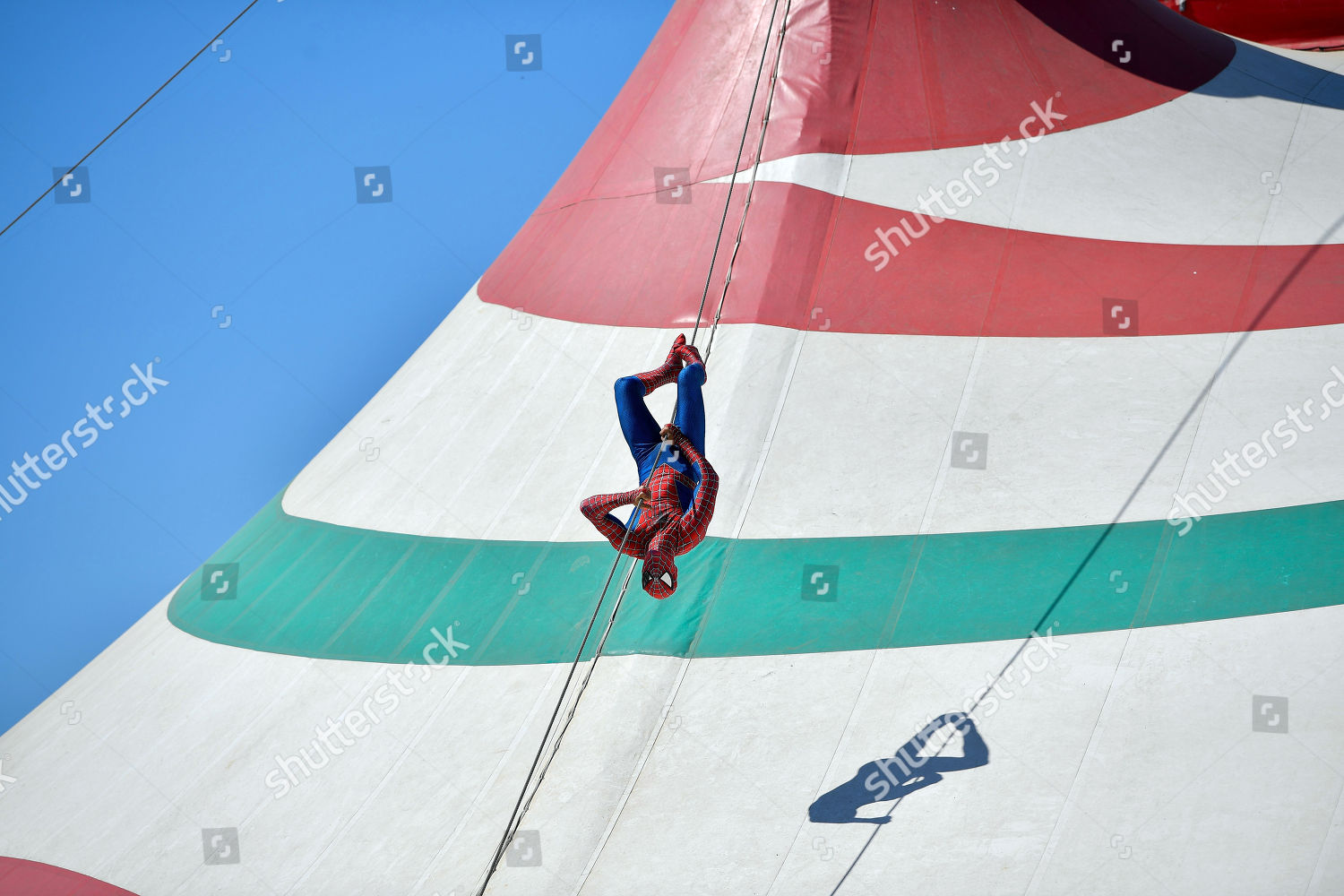 Acrobat Performs On Stretched Wire Rope Editorial Stock Photo - Stock ...