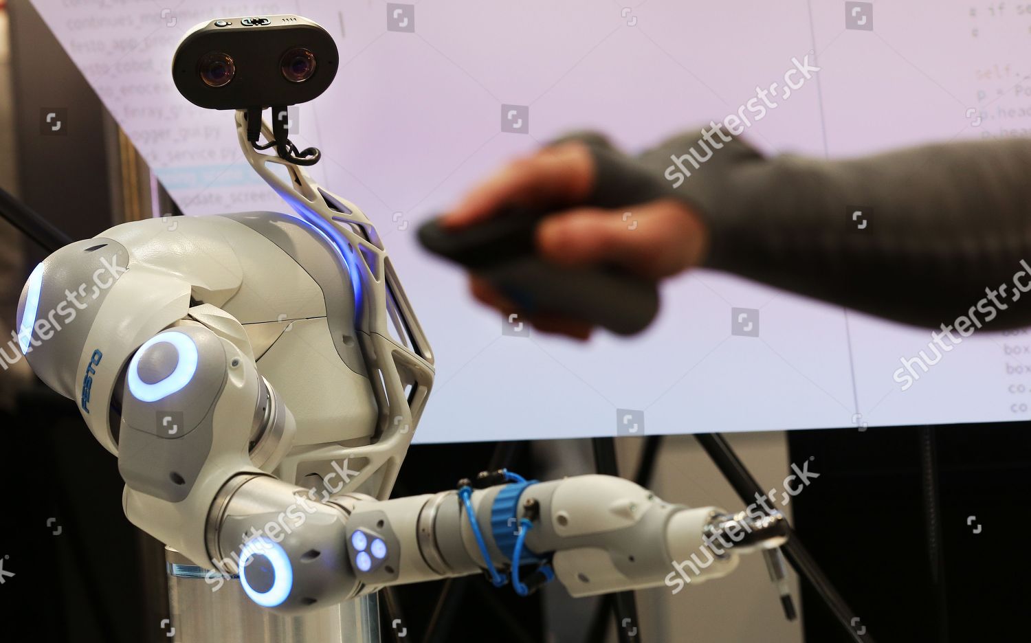 Man Demonstrates Use Robots Work Festo Editorial Stock Photo - Stock ...
