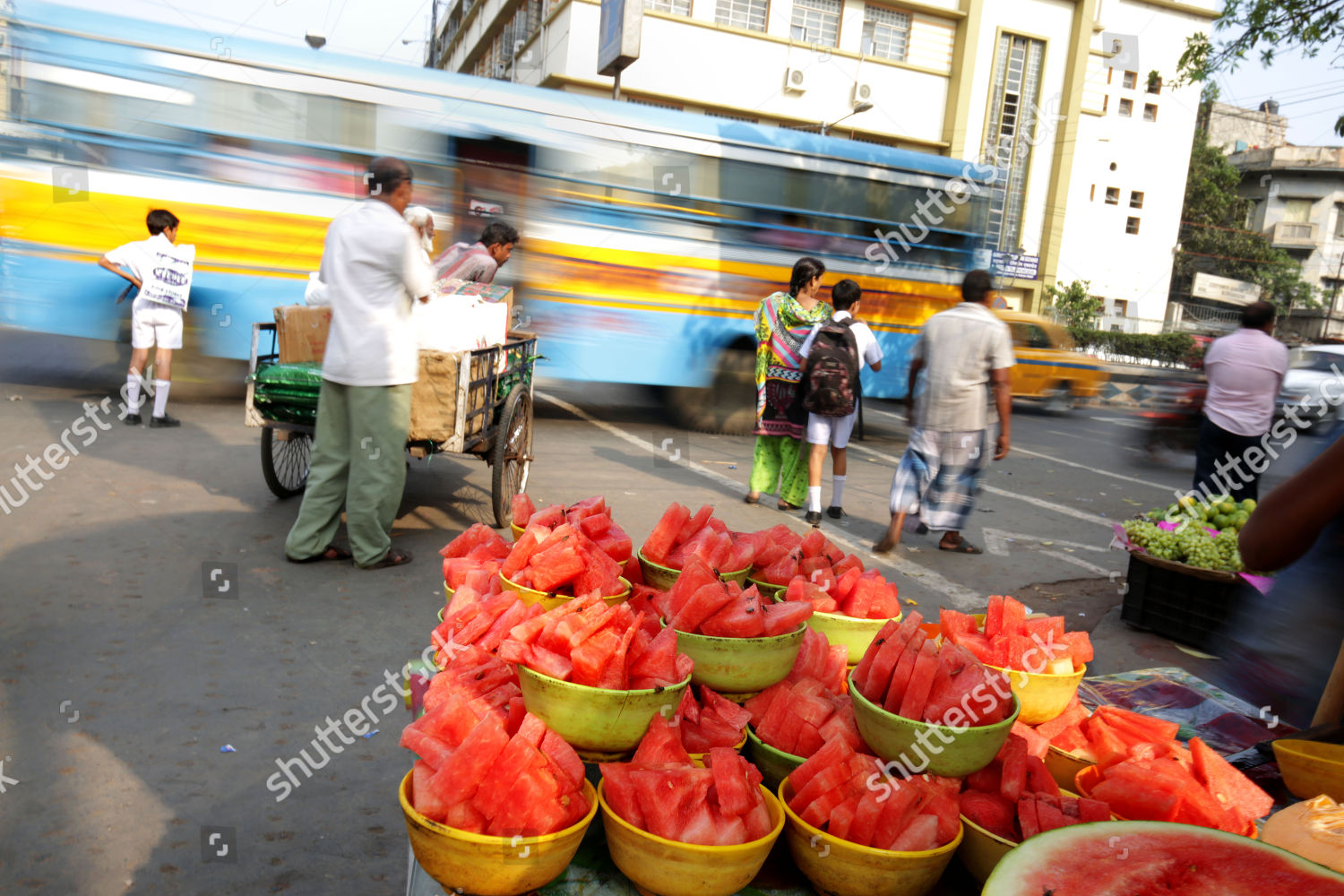 Indian Commuters Walk Past Street Vendor Editorial Stock Photo - Stock ...