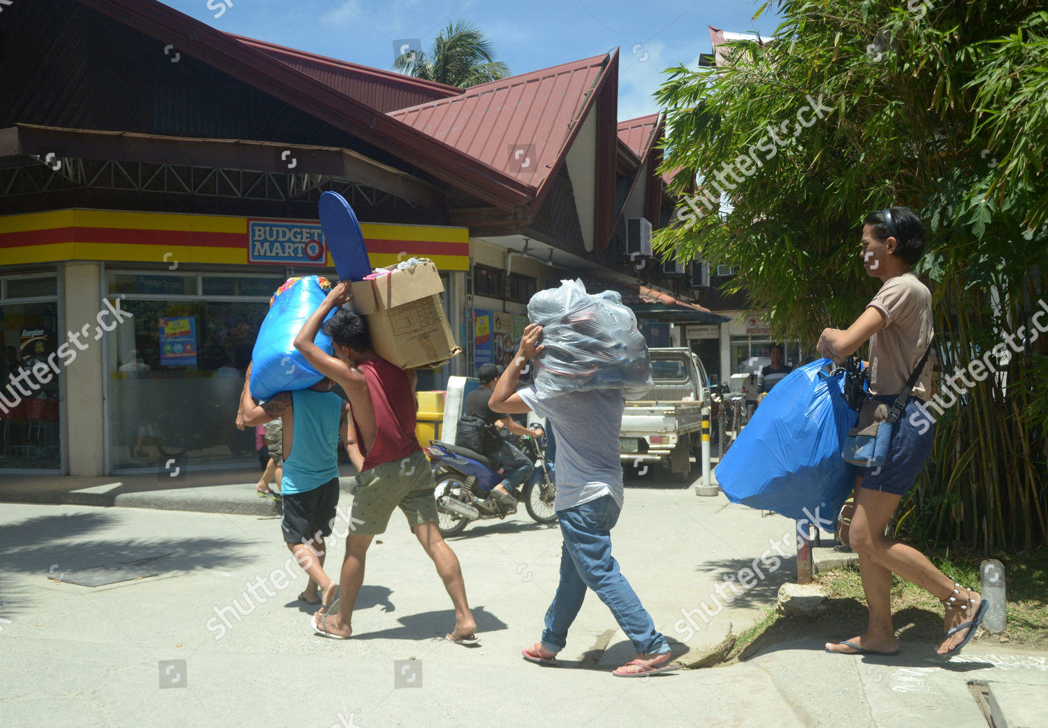 Filipino Villagers Carry Belongings They Leave Editorial Stock Photo ...