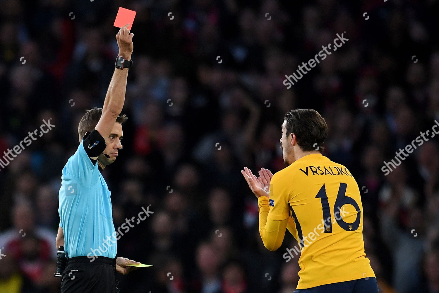 Referee Clement Turpin L Shows Red Editorial Stock Photo - Stock Image ...