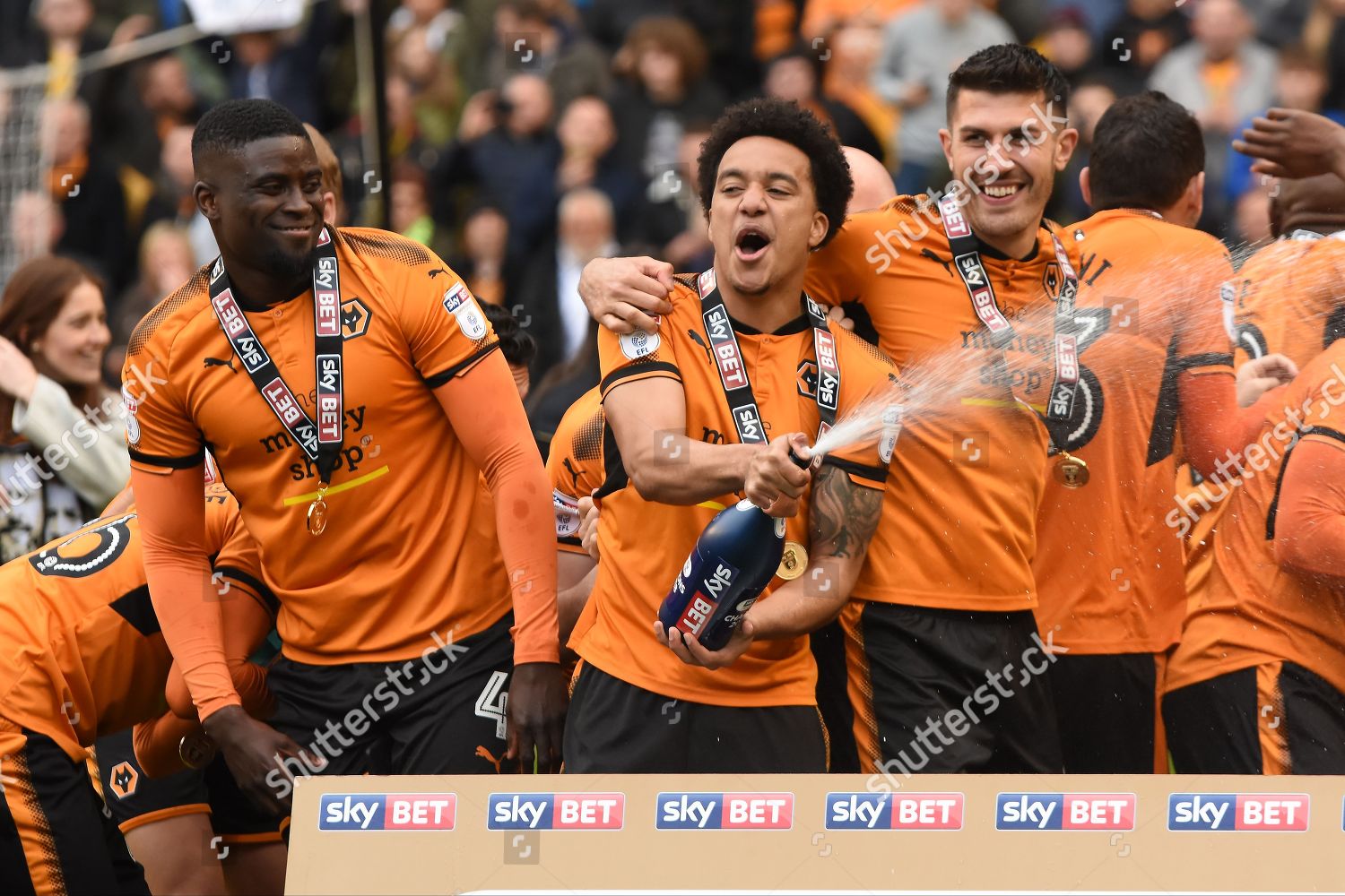 Wolverhampton Wanderers Players Celebrate Winning Championship ...